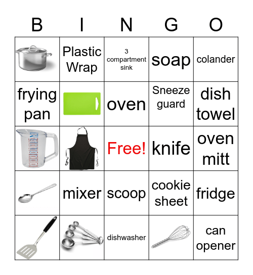 Kitchen Bingo Card