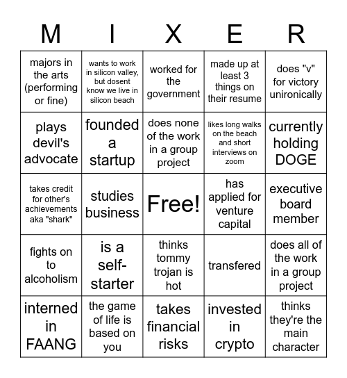 PROFESSIONAL BLACKOUT Bingo Card