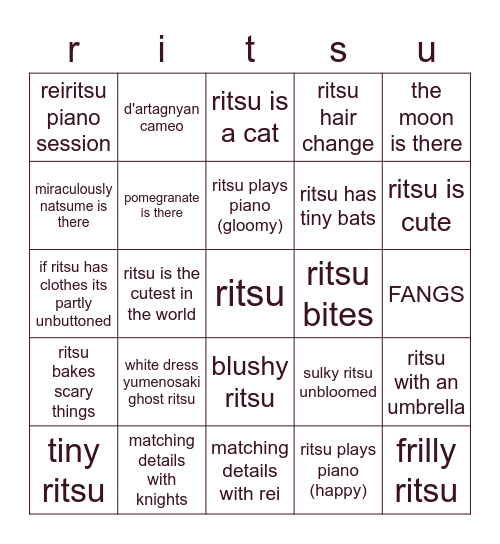 ritsu fs bingo Card