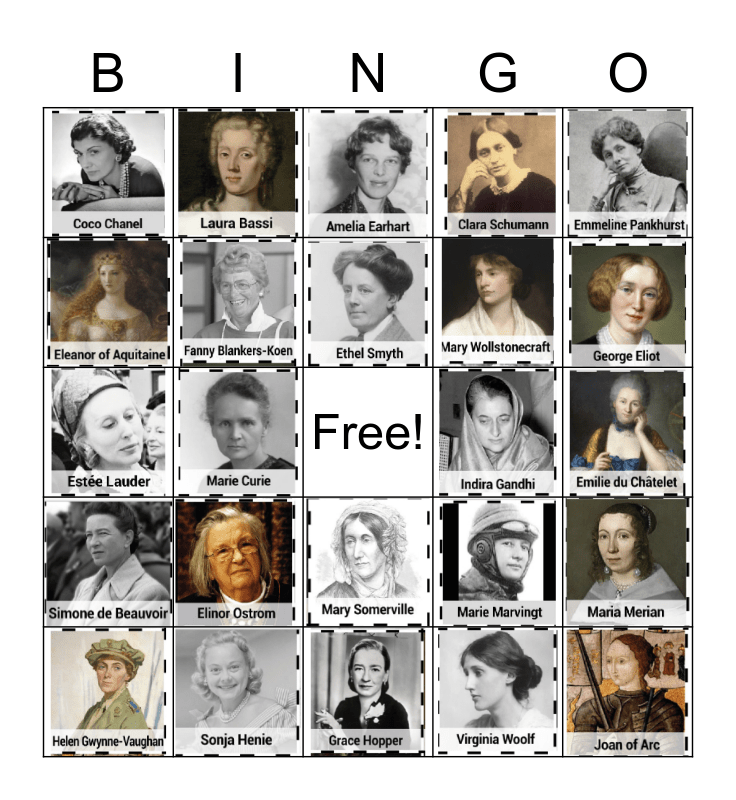 Women History Bingo Card