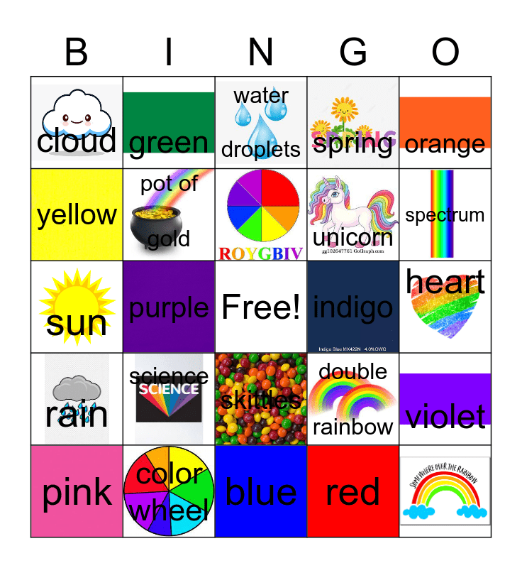Rainbow Bingo Card