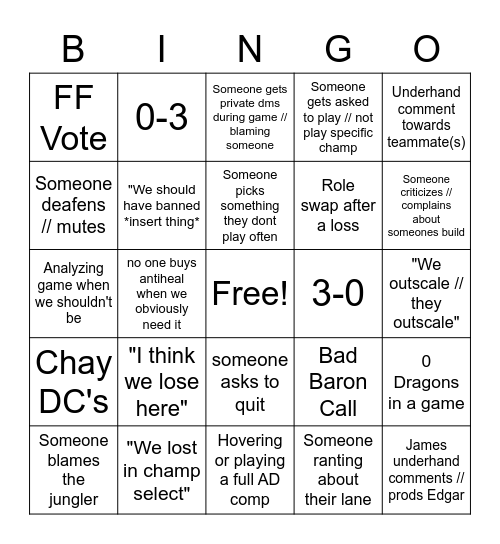 Clash Bingo Card Clash Bingo Card