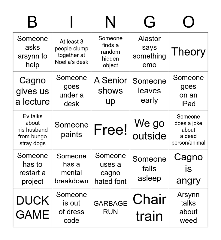 COMMERCIAL ART GANG GANG BINGO Card