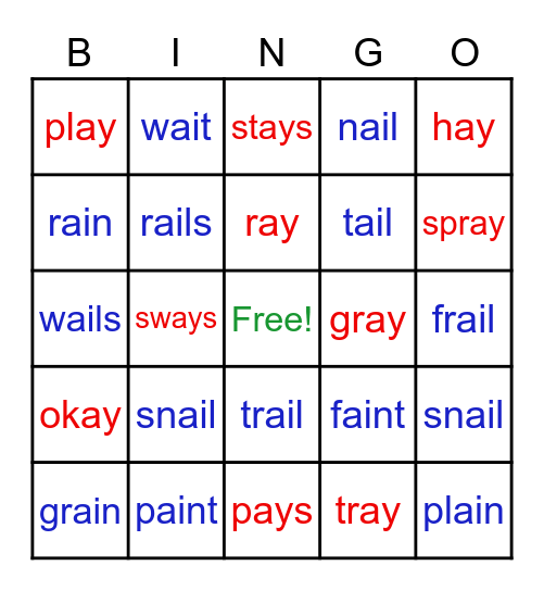 ai/ay BINGO Card