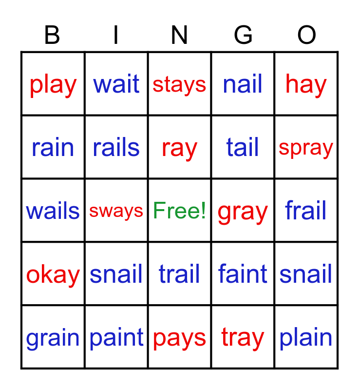 ai/ay BINGO Card