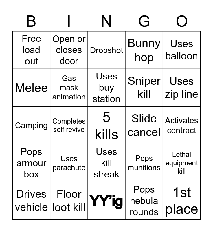 COD Warzone ( caldera ) Bingo Card