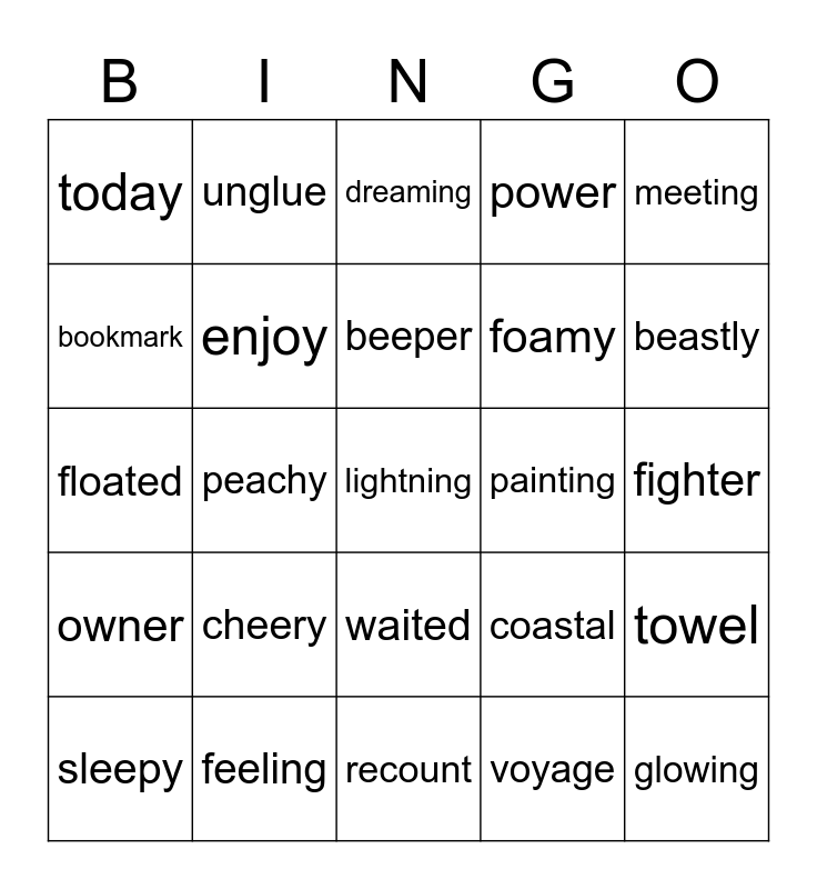 Long Vowel Digraphs Bingo Card