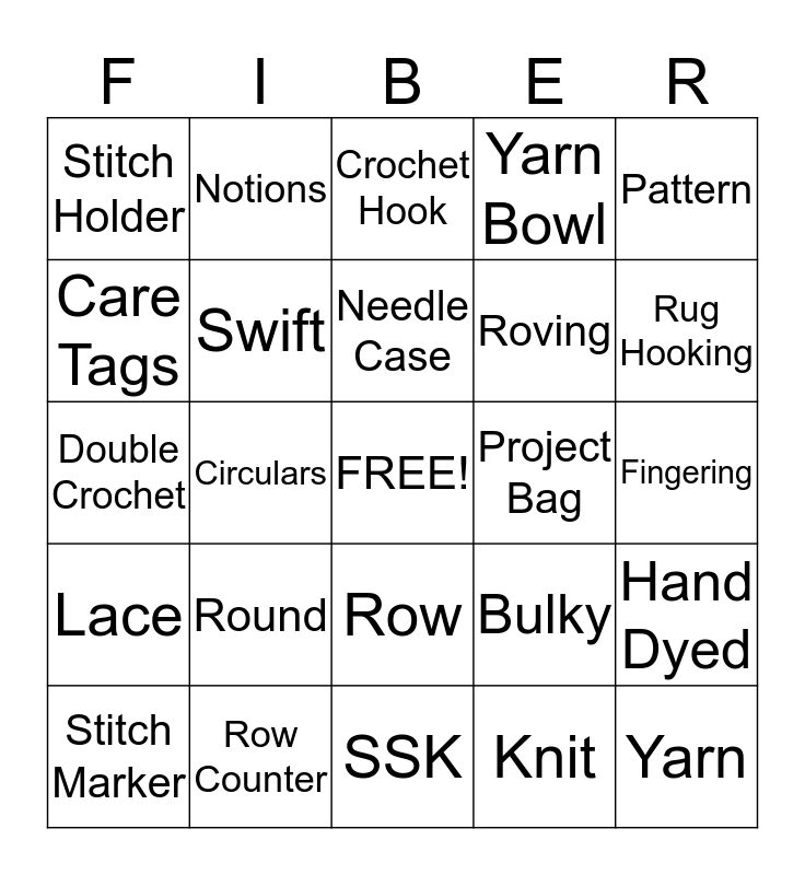 Fiber Bingo Card