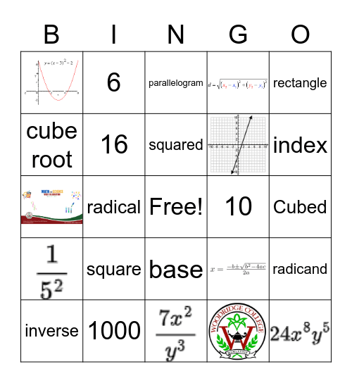 MATH Bingo Card