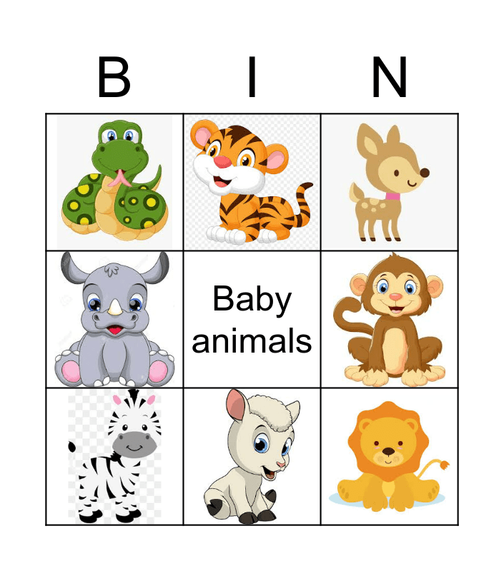 Baby animals Bingo Card