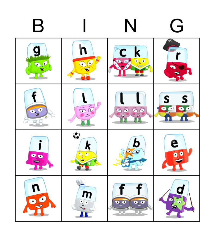 Alphablocks Phase 2 Bingo Card