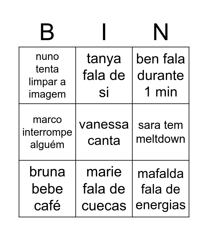 bingo bb Bingo Card