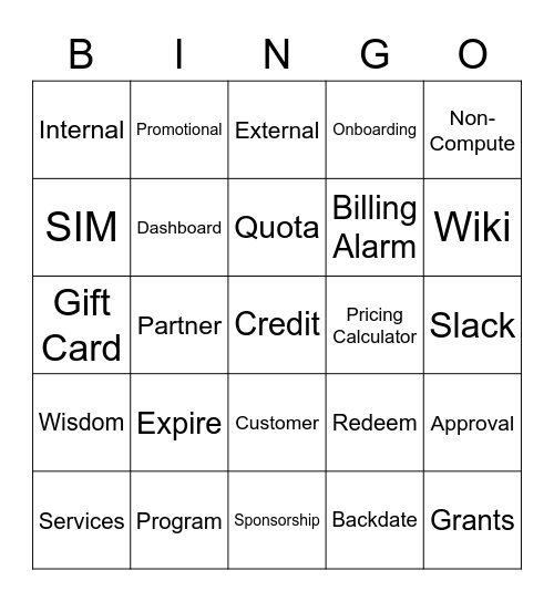 Extra Credit Bingo Card