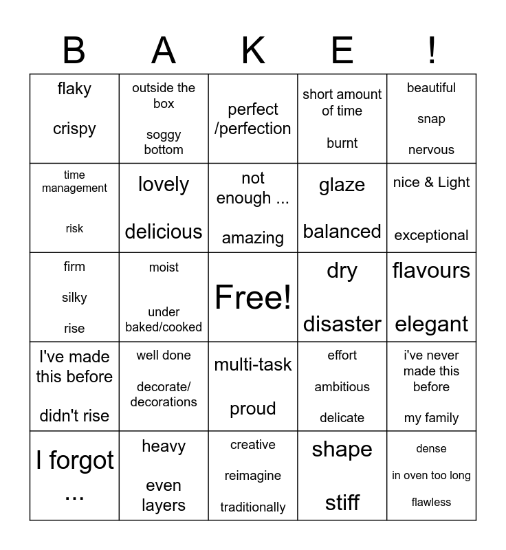 Ready Set ..... Bingo Card