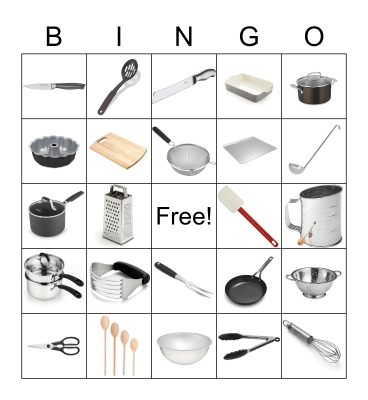 Kitchen Utensils Bingo Card