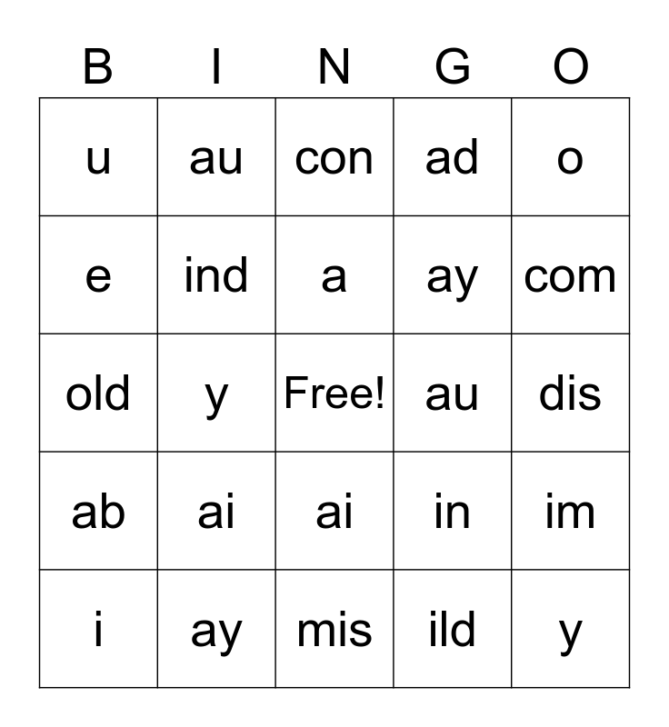 Rewards Lesson 1 & 2ab Bingo Card