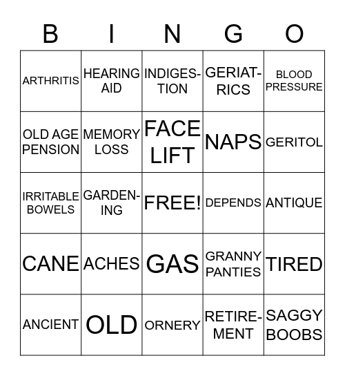 60TH BIRTHDAY BINGO Card