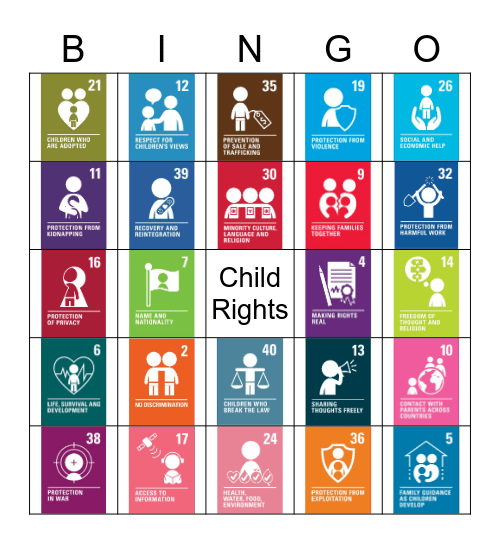 Child Rights (CRC) Bingo Card