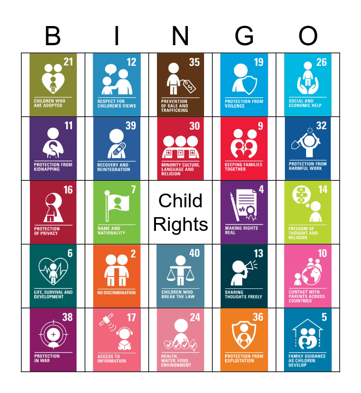 Child Rights (CRC) Bingo Card