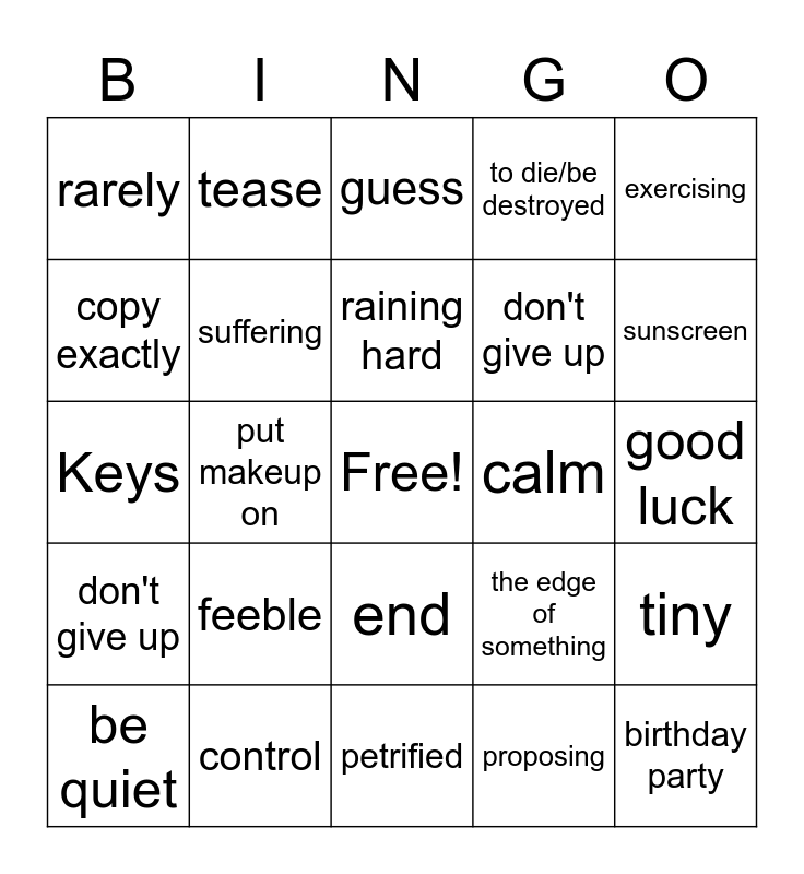 Spring Break BINGO 2 Bingo Card