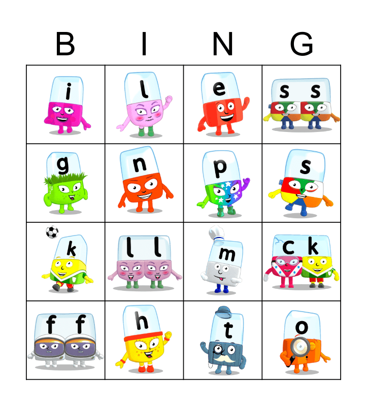 Alphablocks Phase 2 Bingo Card
