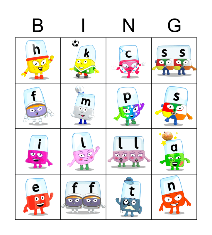 Alphablocks Phase 2 Bingo Card