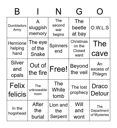 Nics HP Bingo Card