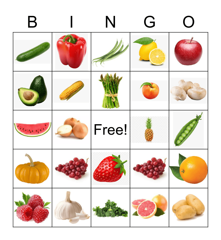 Las Frutas y Vegetales Bingo Card