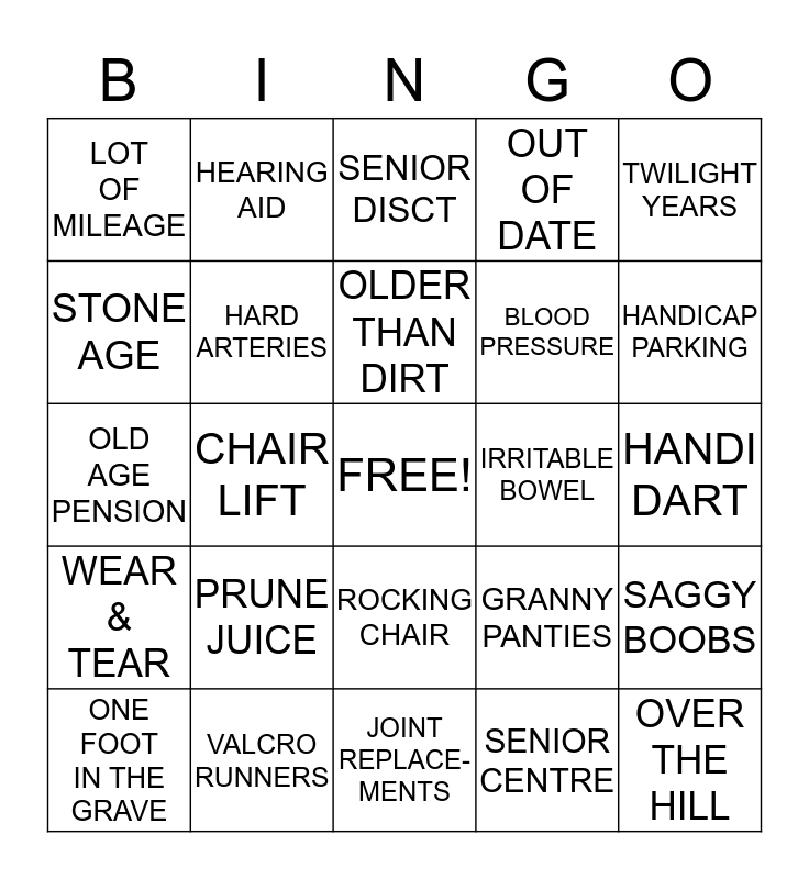 60TH BIRTHDAY BINGO Card
