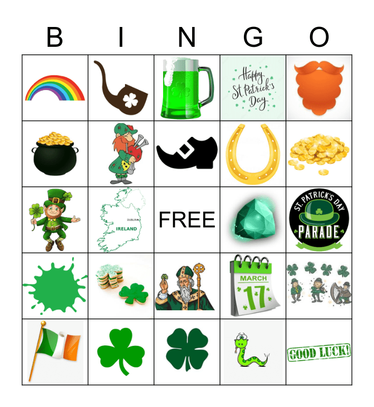 Saint Patrick's Day Bingo Card