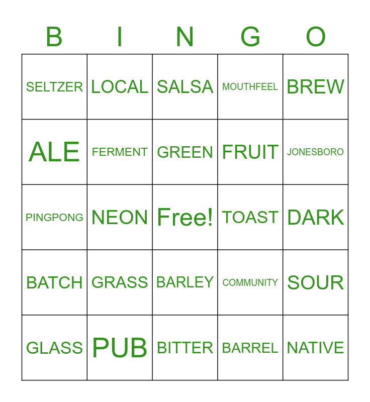 Native Brew Works Bingo Card
