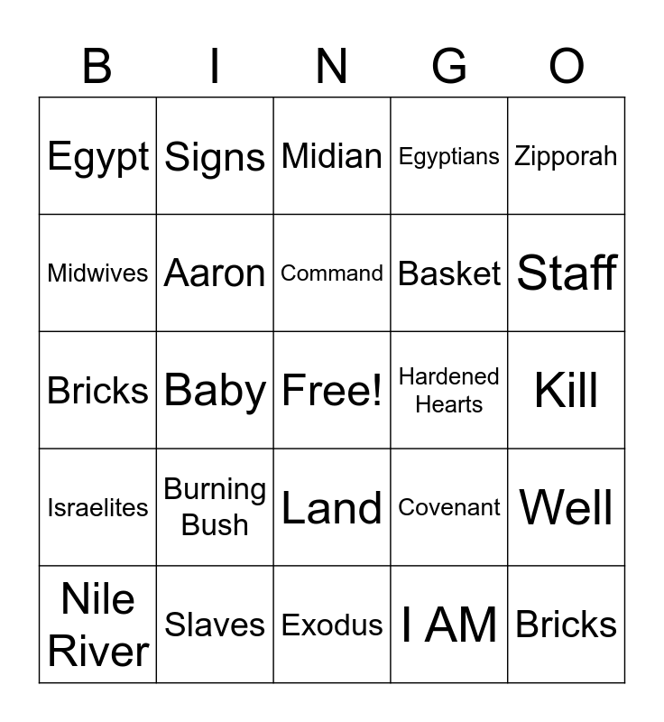 Moses Bingo Card