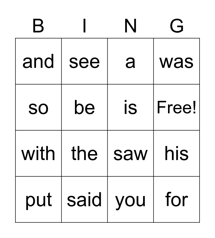 Red Word Bingo Card