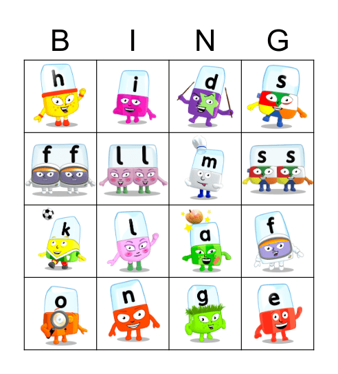 Alphablocks Phase 2 Bingo Card