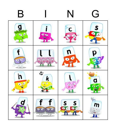 Alphablocks Phase 2 Bingo Card