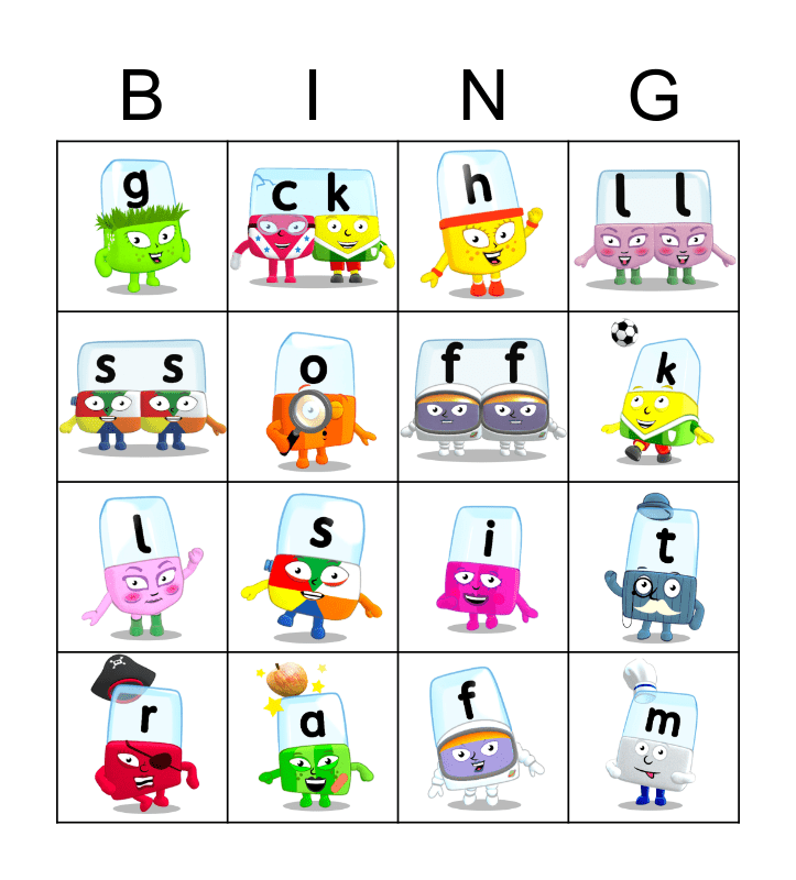 Alphablocks Phase 2 Bingo Card