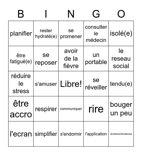 French 2 Entre Cultures 2 Chapitre 5 CDO 3 Bingo Card