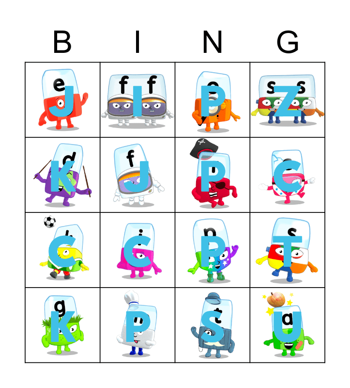 Alphablocks Phase 2 Bingo Card