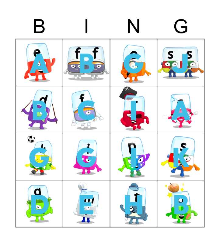 Alphablocks Phase 2 Bingo Card