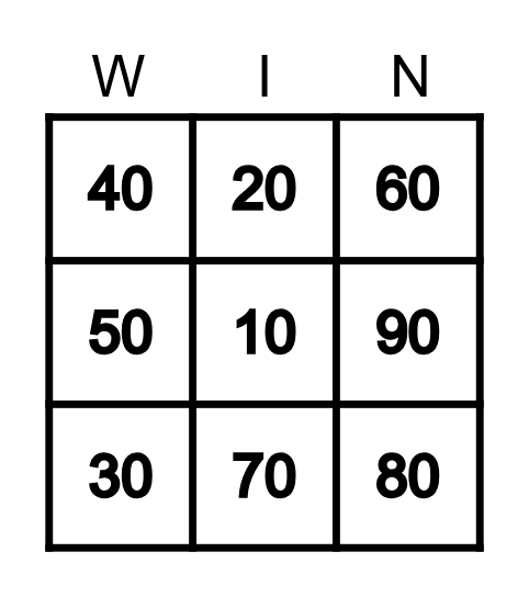 BINGO : COUNT TO 100! Bingo Card