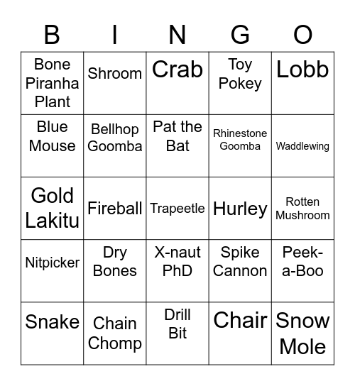 Skull Round 1 [Mario Enemies] Bingo Card