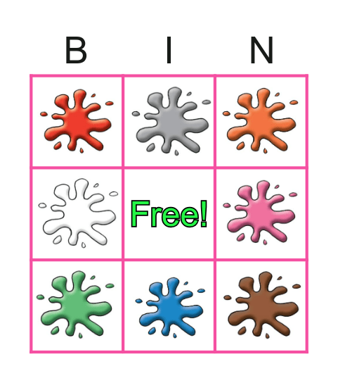 Colours Bingo Card