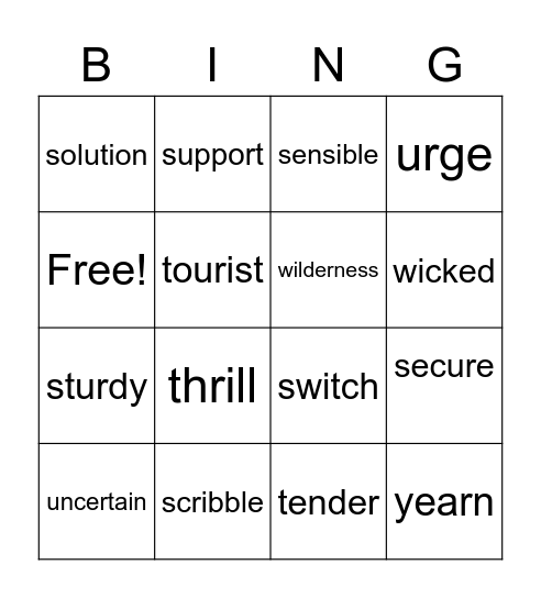3rd Grade Bingo Card