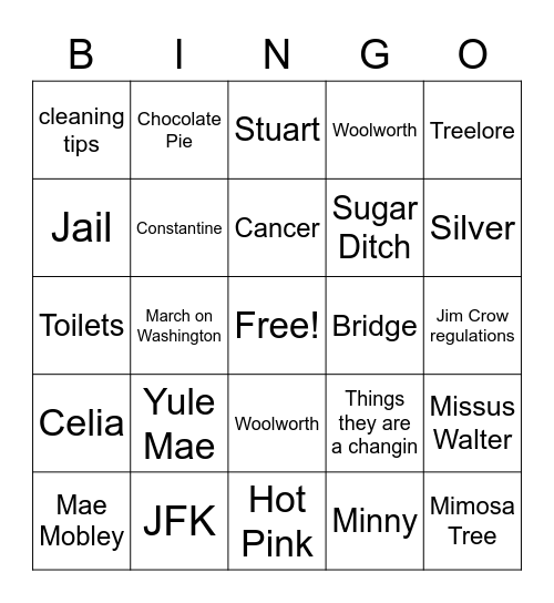 The Help Bingo Card