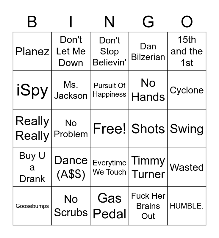 Straight to a Frat Basement (feat. Sticky Floor) Bingo Card