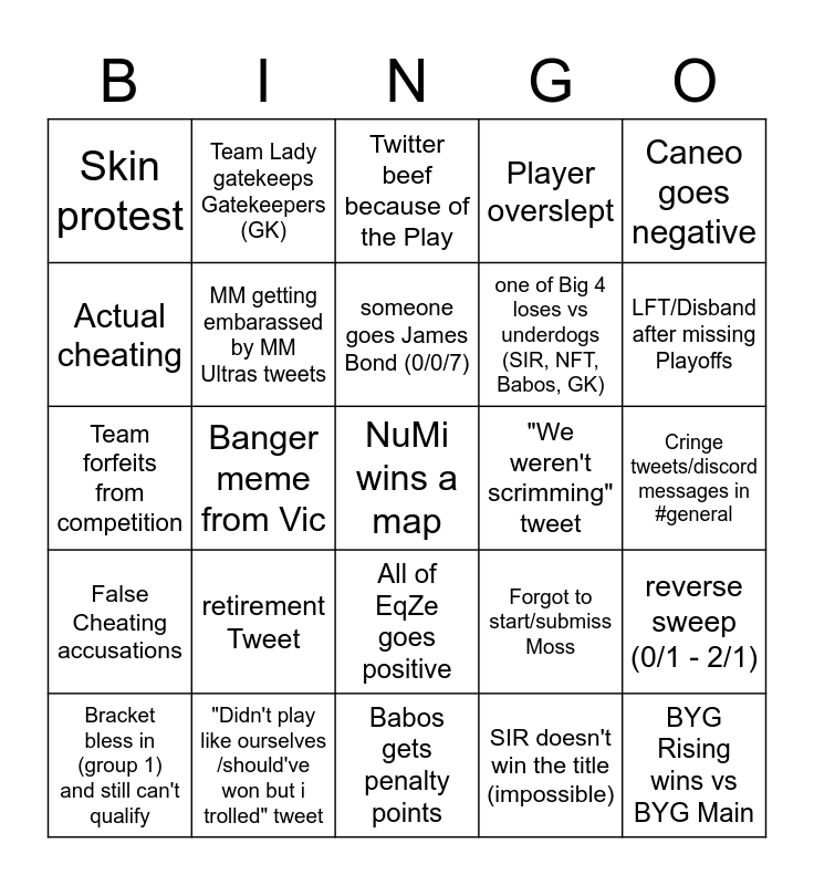 SEL Spring Series Edition Bingo Card