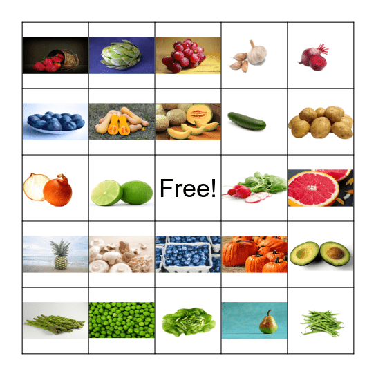 Frutas y Verduras Bingo Card