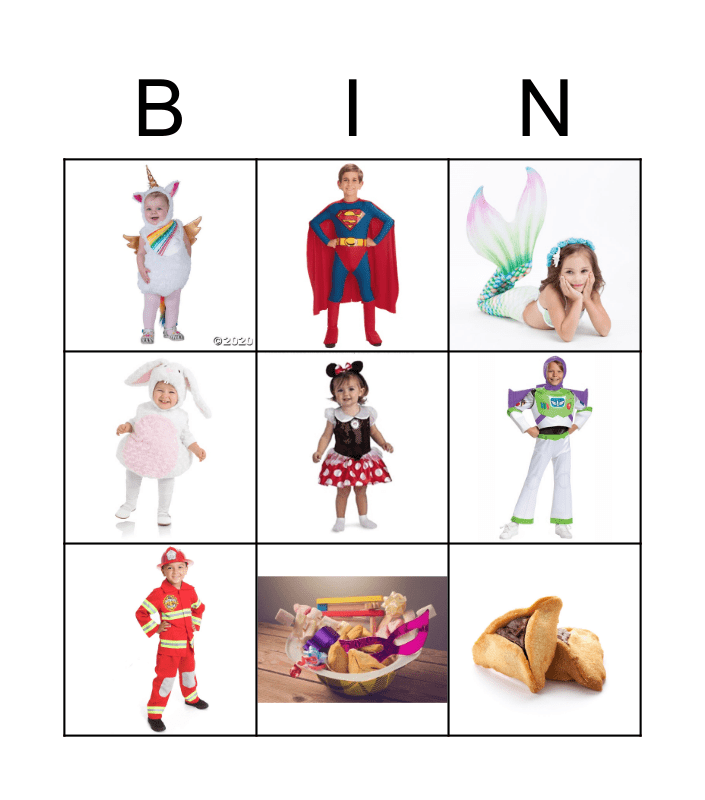 Purim Bingo Card
