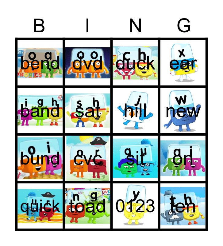 Alphablocks Bingo Phase 3 Bingo Card
