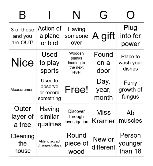 Multiple Meaning WOrds Bingo Card